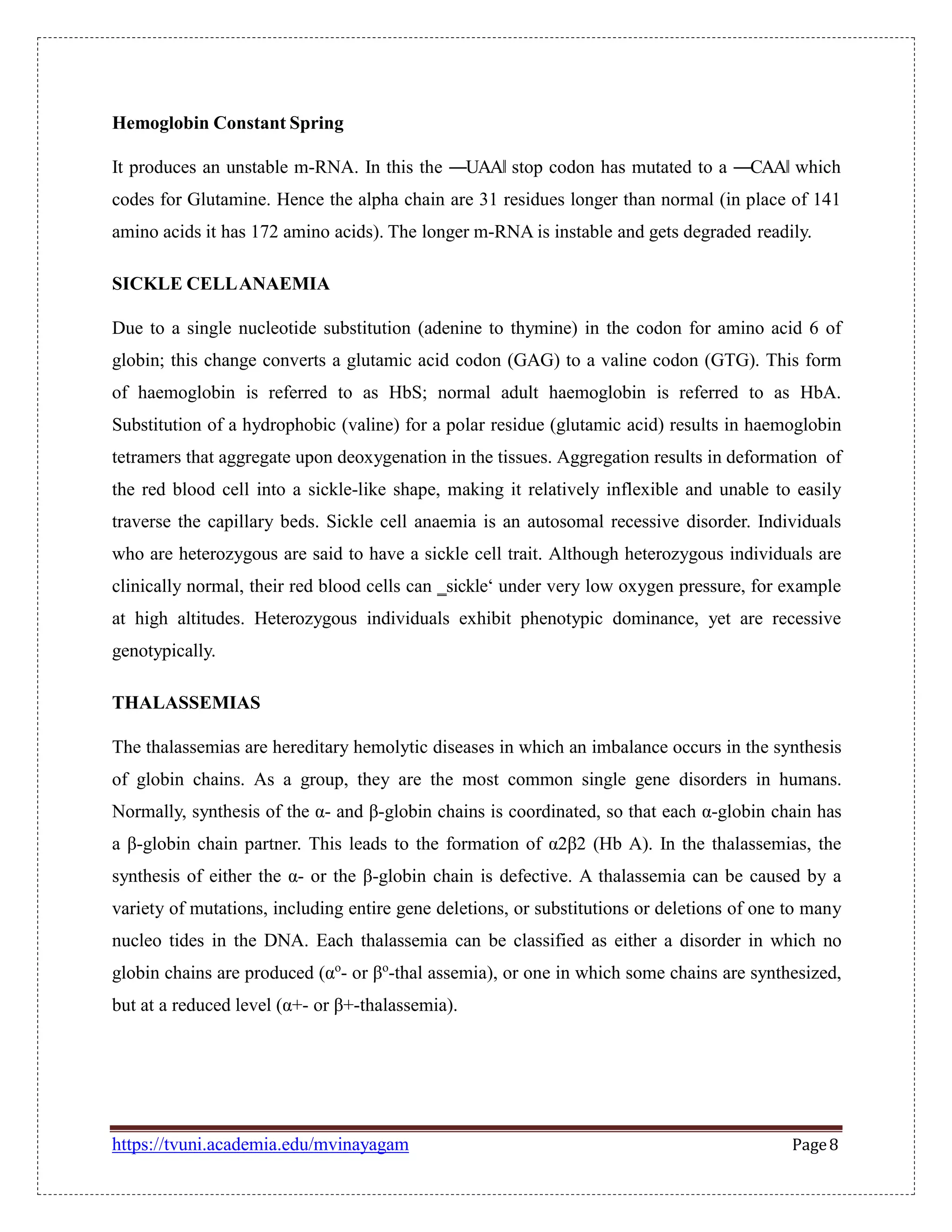 Hemoglobinopathy & erythrocyte enzyme disorder | PPTX
