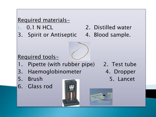 Hemoglobin testing | PPTX