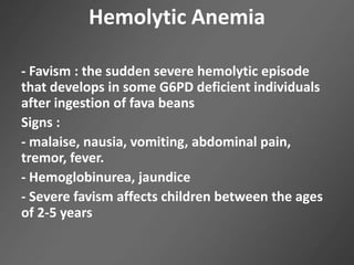 Hemolytic anemia I | PPTX