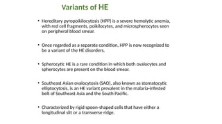 Hemolytic disorders due to Inherited abnormalities in Red cell ...