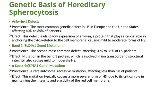 Hemolytic disorders due to Inherited abnormalities in Red cell ...