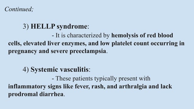 Hemolytic uremic syndrome | PPTX | Blood Disorders | Diseases and ...