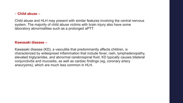 Hemophagocytic Lymphohistiocytosis (HLH) | PPTX