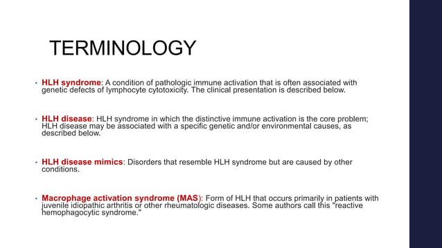 Hemophagocytic Lymphohistiocytosis (HLH) | PPTX