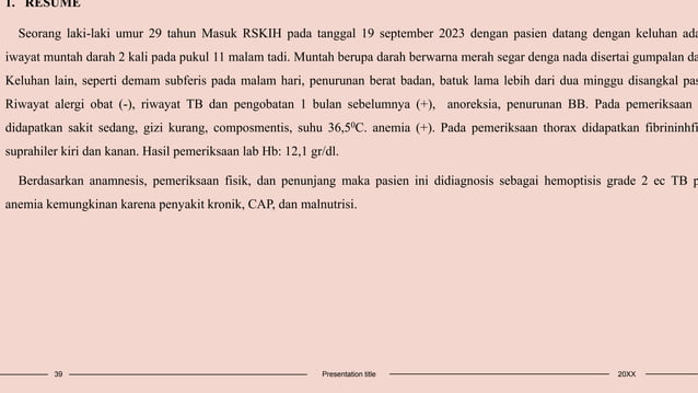 Hemoptisis grade 2 et causa TB relaps paru .pptx