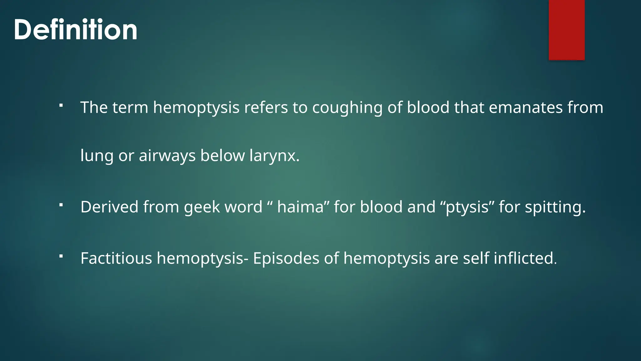 Hemoptysis clinical features signs symptoms and management | PPTX