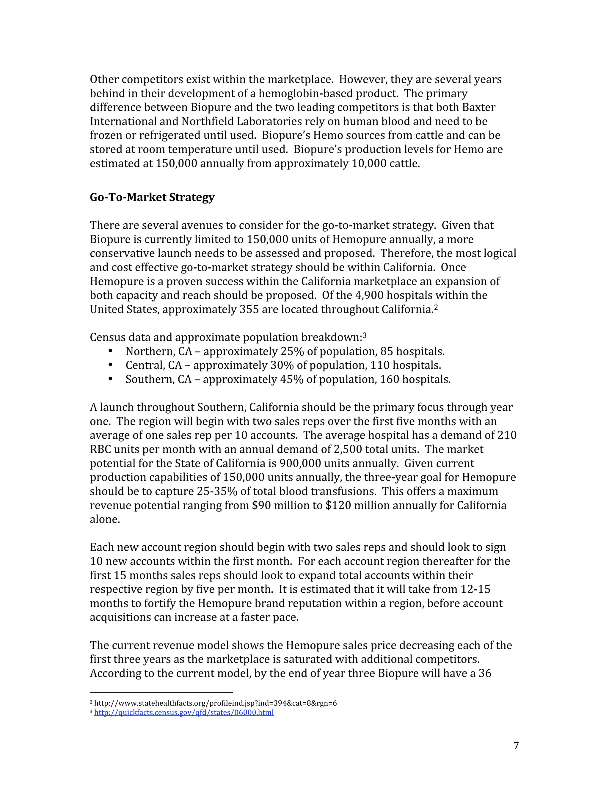 Go To Market Strategy - Hemopure | PDF