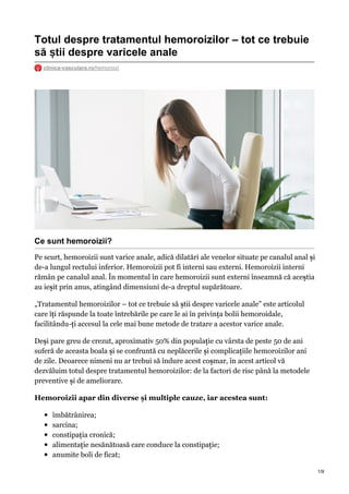 Tot ce trebuie sa stii despre tratamentul hemorozilor. PROCTOLOGIE CLUJ ...