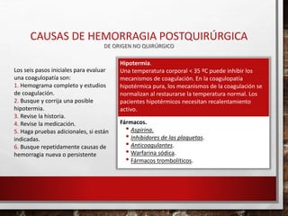 Hemorragia postoperatoria de origen no quirúrgico | PPTX