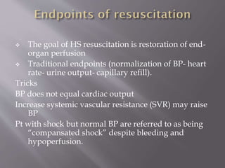 Hemorrhagic shock and resusitation | PPTX