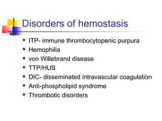 Hemorrhagic & thrombotic disorders | PPT