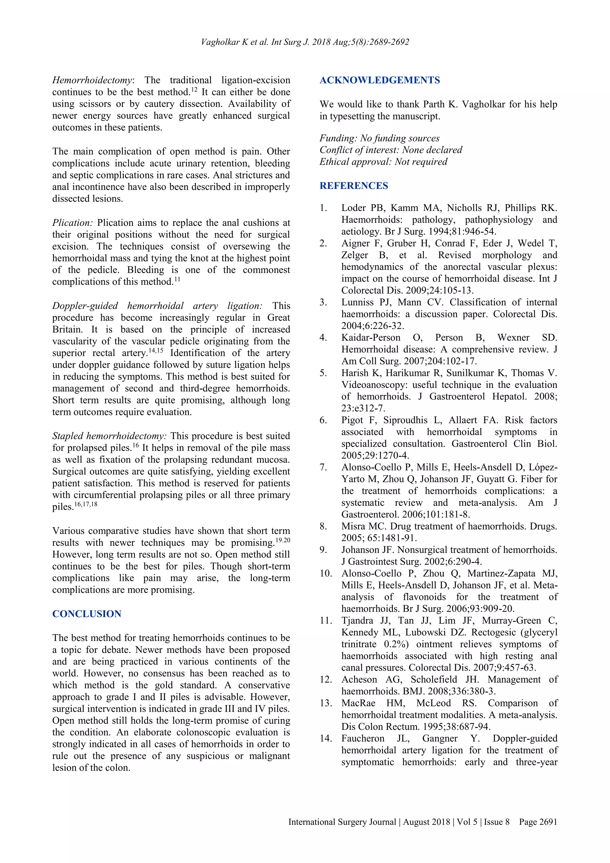 Hemorrhoids: which is the best therapeutic option? | PDF