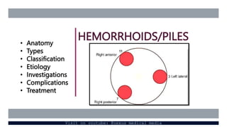 HEMORRHOIDS- anatomy, pathophysiology, clinical features, diagnosis and ...