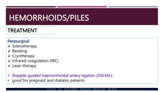 HEMORRHOIDS- anatomy, pathophysiology, clinical features, diagnosis and ...