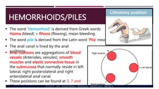 HEMORRHOIDS- anatomy, pathophysiology, clinical features, diagnosis and ...