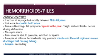 HEMORRHOIDS- anatomy, pathophysiology, clinical features, diagnosis and ...
