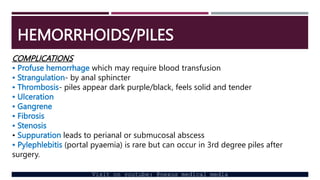 HEMORRHOIDS- anatomy, pathophysiology, clinical features, diagnosis and ...
