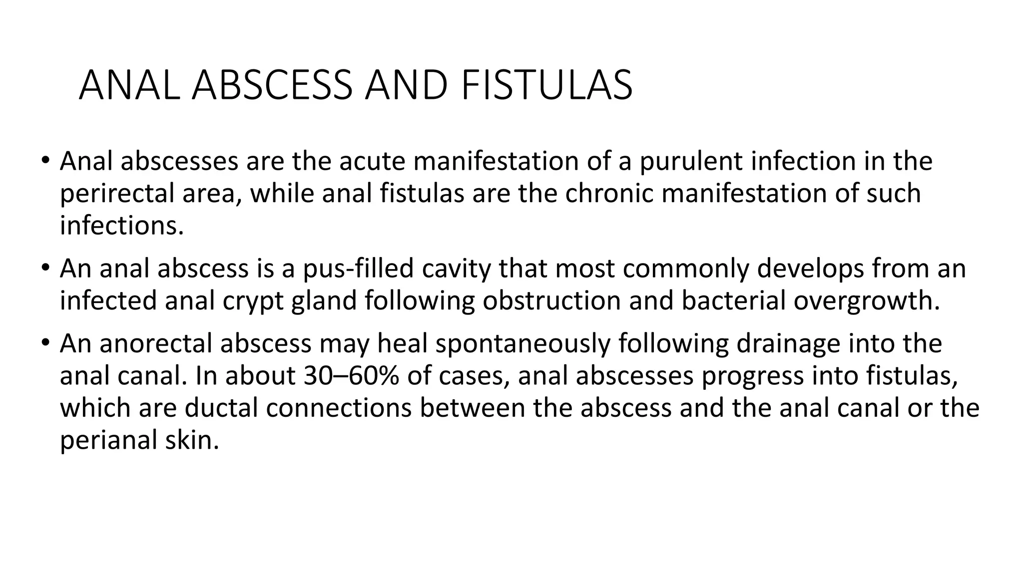Hemorrhoids, anal fissure, anal fistula, anal abscess | PPT
