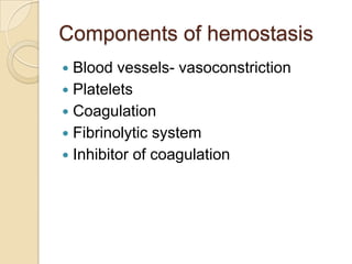 Hemostasis in Pathology | PPTX
