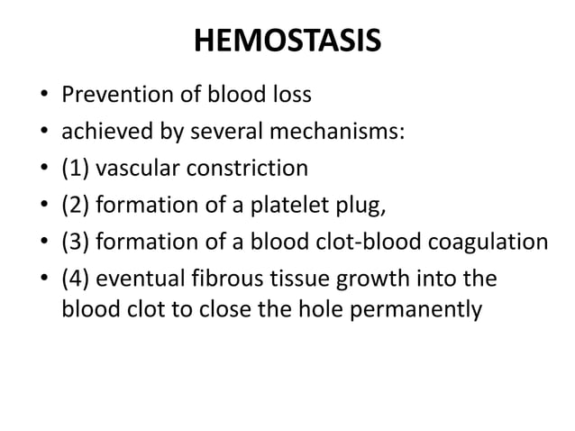 Introduction to Hemostasis (Prevention of Blood Loss) | PPT | Blood ...