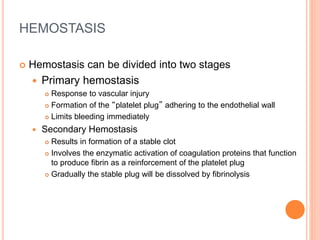 Hemostasis what means and classification | PPT