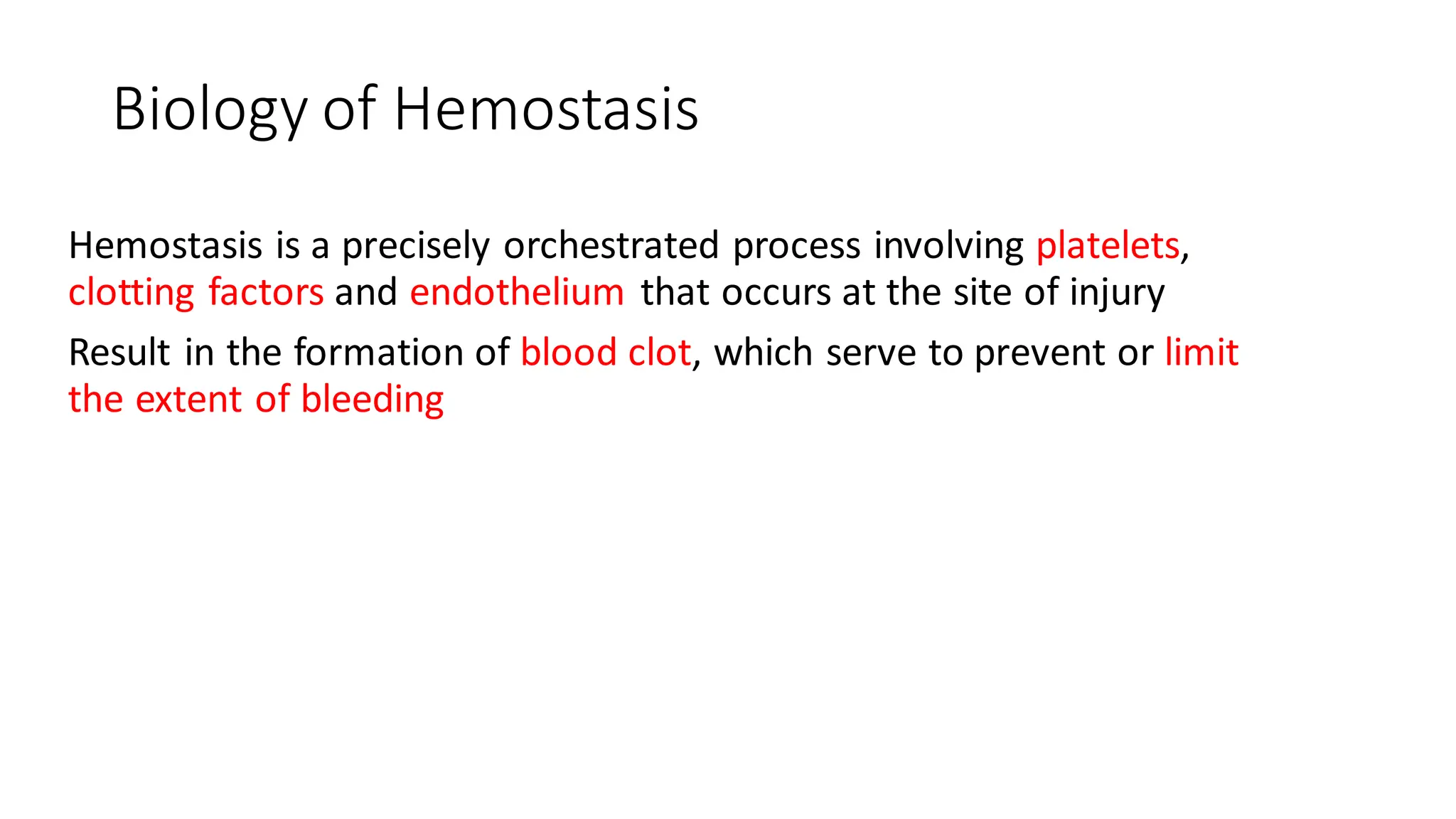 The Physiology of Hemostasis - Basic Sciences | PDF