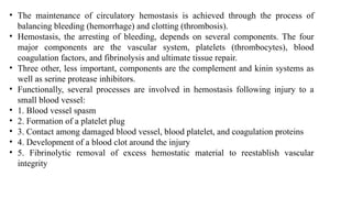 Hemostasis.pptxbaksjsgkssgvsjshshskhsgsjshsh | PPTX