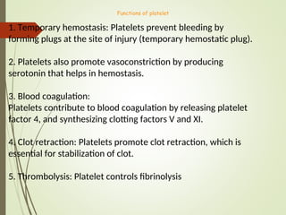 Platelet and physiology of Hemostasis and | PPT