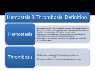 Hemostasis : Blood clotting | PPTX