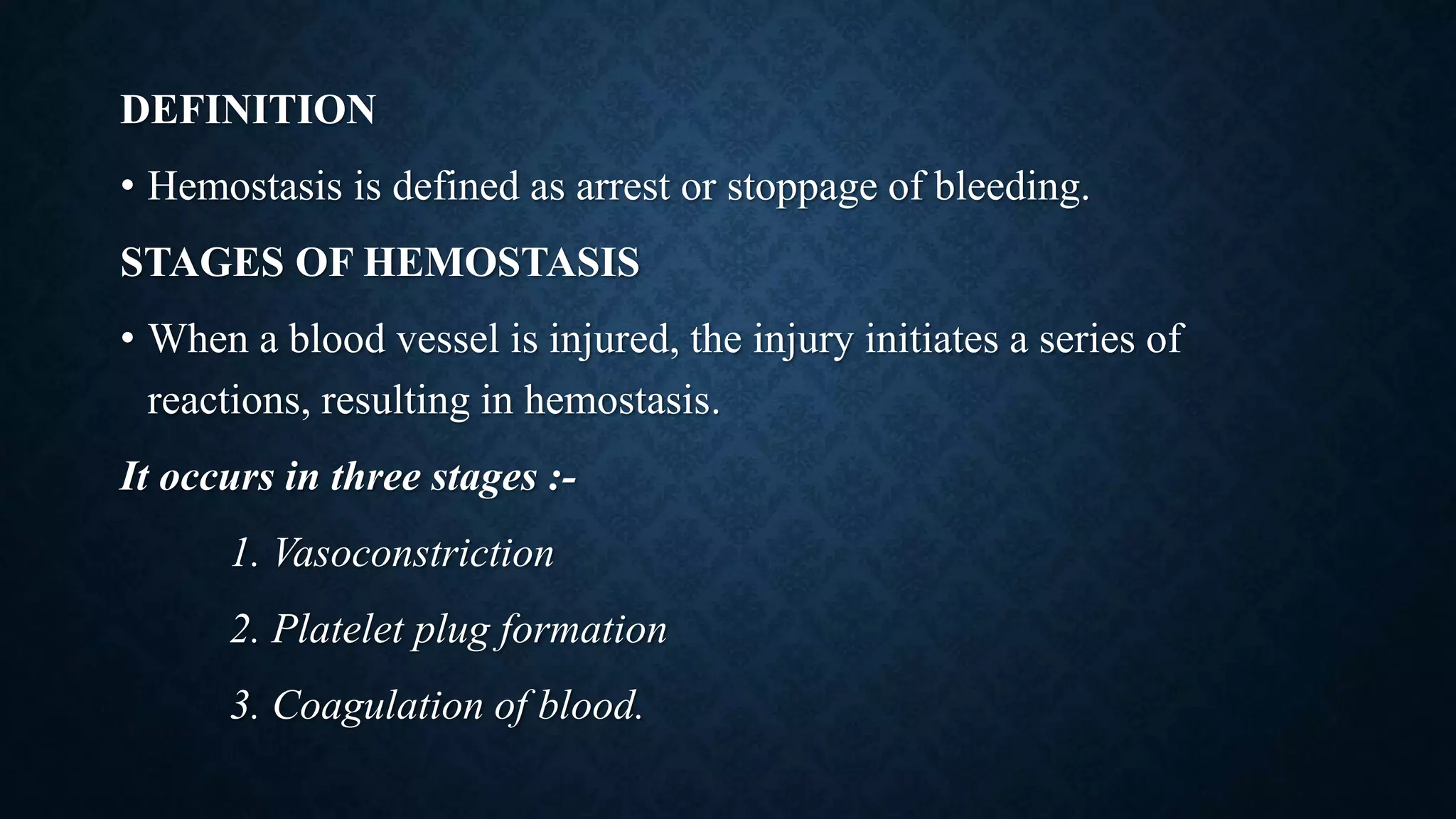Hemostasis and coagulation of blood For M.Sc & Basic Medical Students ...