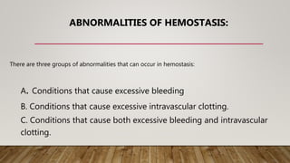 Hemostasis and its disorders | PPTX