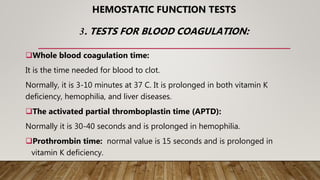 Hemostasis and its disorders | PPTX