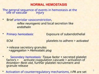 HEMOSTASIS & THROMBOSIS pathology mobs 2nd year | PPTX