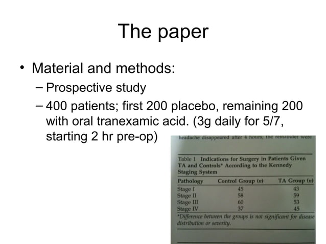Hemostatic effect of tranexamic acid in elective nasal | PPT