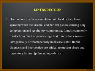 Comprehensive Overview of Haemothorax: Causes, Diagnosis, and ...