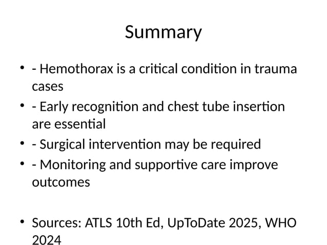 Hemothorax Emergency Presentation Updated Pptx