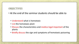 Hemotoxic plants | PPT | Free Download