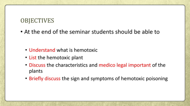 Hemotoxic plants | PPTX