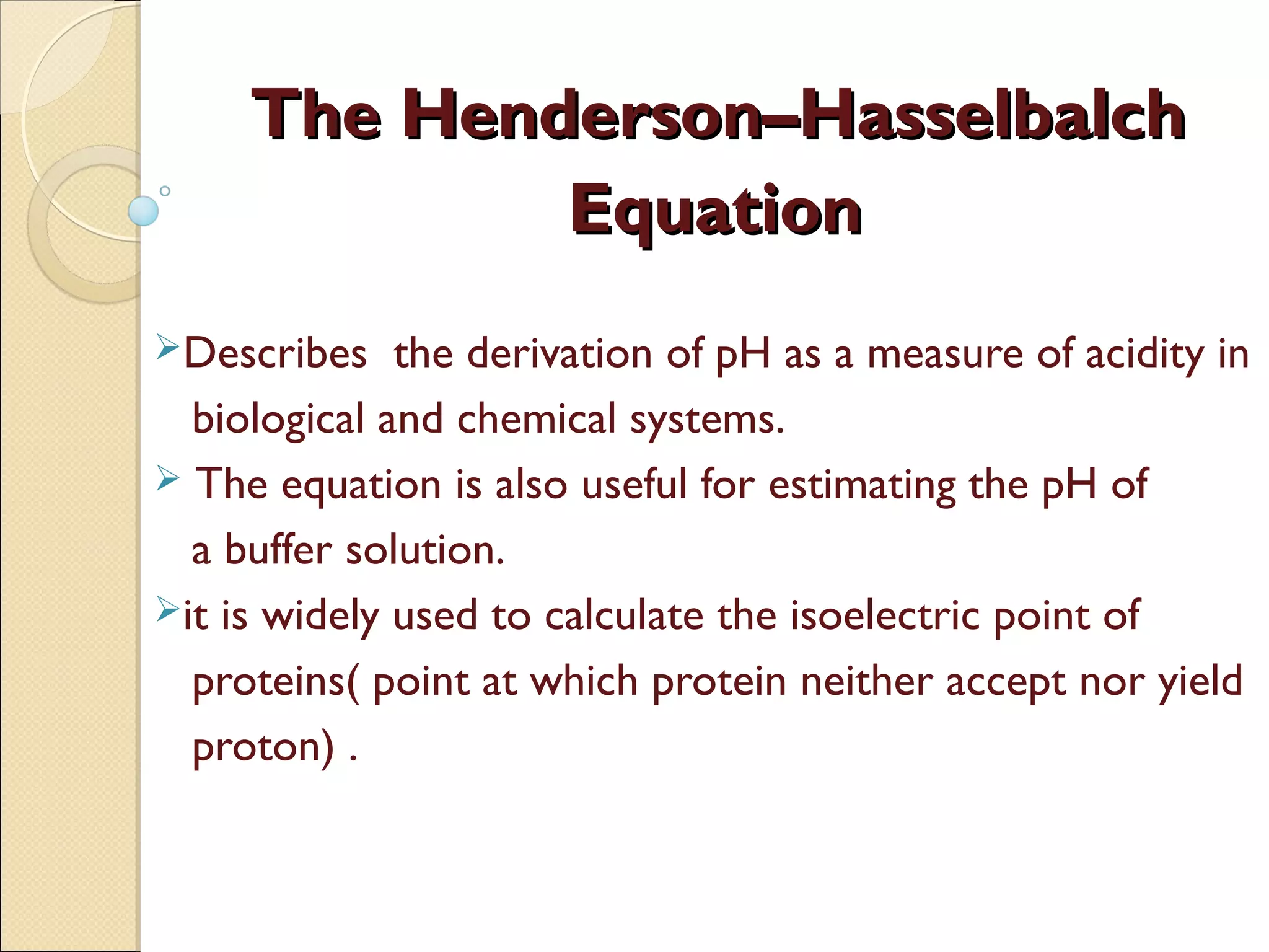 Henderson Hasselbalch Equation | PPT