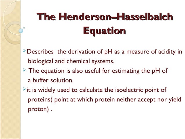 Henderson Hasselbalch Equation | PPT | Chemistry | Science