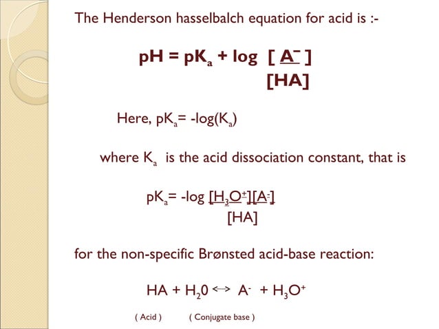 Henderson Hasselbalch Equation | PPT | Chemistry | Science