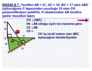 Üç perpendikulyar teoremi | PPT