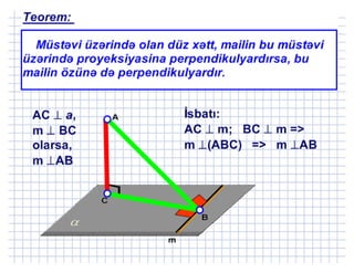 Üç perpendikulyar teoremi | PPT