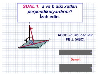Üç perpendikulyar teoremi | PPT
