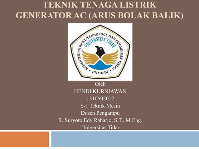 Tugas Teknik Tenaga Listrik Generator AC | PPT