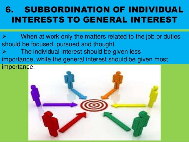 Principle Of Subordination Of Individual Interest To General Interest