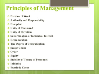 Henri fayol's principles of management | PPTX