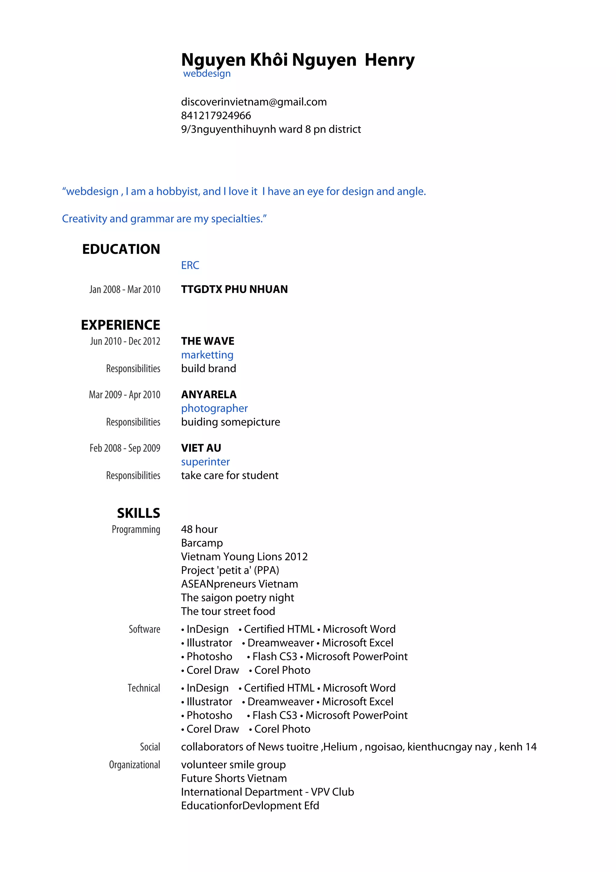 Henry cv 2013-04-11 | PDF | Technology & Computing