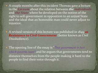 Henry David Thoreau's life | PPTX