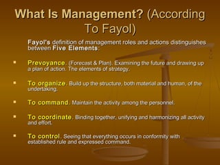 Henri Fayol Command Control Coordinate Plan Organize